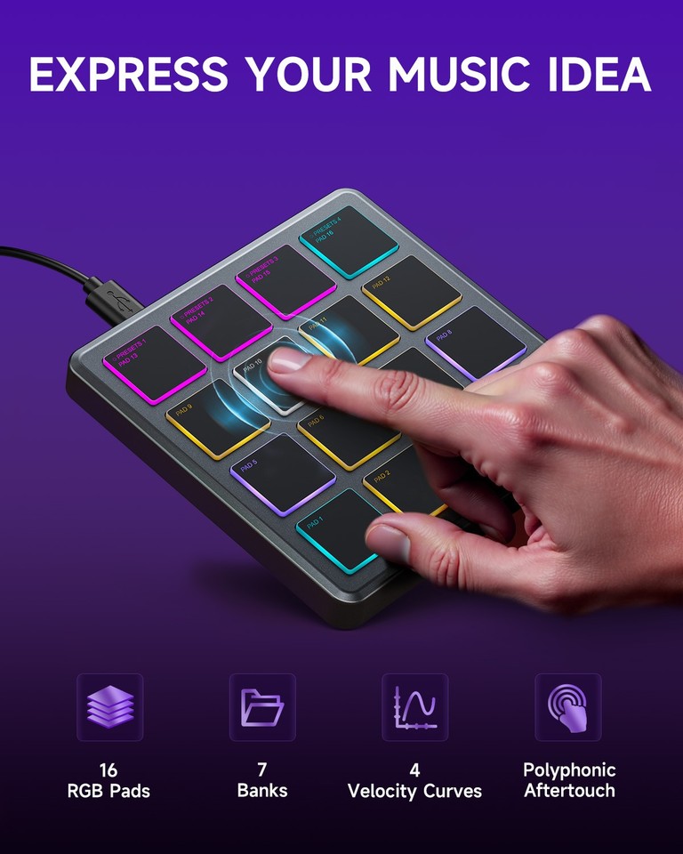 Donner USB MIDI Keyboard Controller Synthesizer Sequencer With Software ...