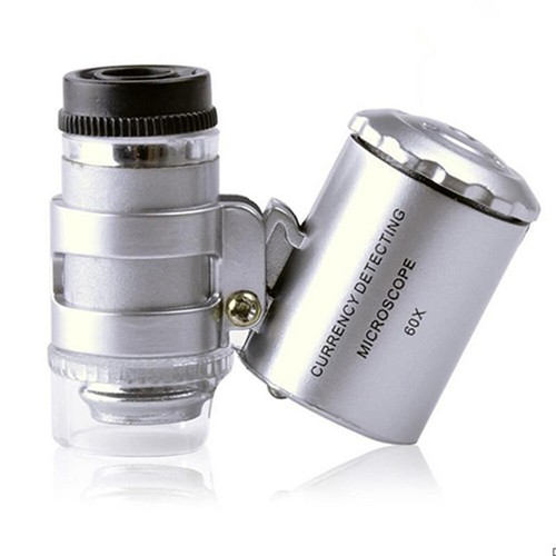 60X Handheld Mini Pocket Microscope Loupe Jeweler Magnifier With LED UV ...