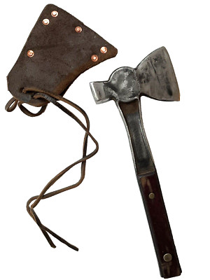 ANTIQUE IDEAL ShinolA HATCHET BRIDGEPORT, CONN. HAND FORGET w/ Leather ...