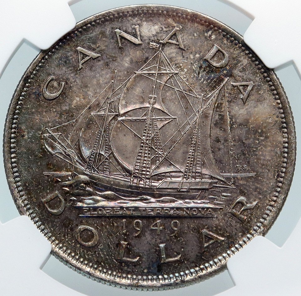 1949 CANADA UK King George VI SHIP Newfoundland Silver Dollar Coin NGC ...