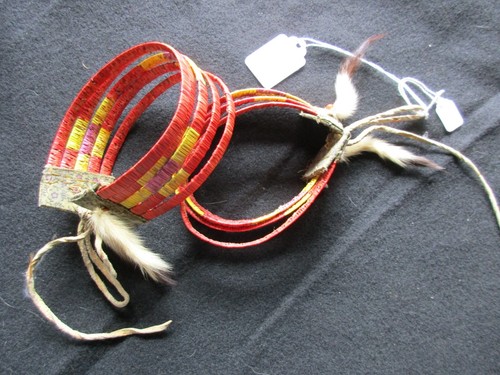 RARE CEREMONIAL QUILLED LEG BANDS NATIVE AMERICAN ANKLE BRACELETS SD ...