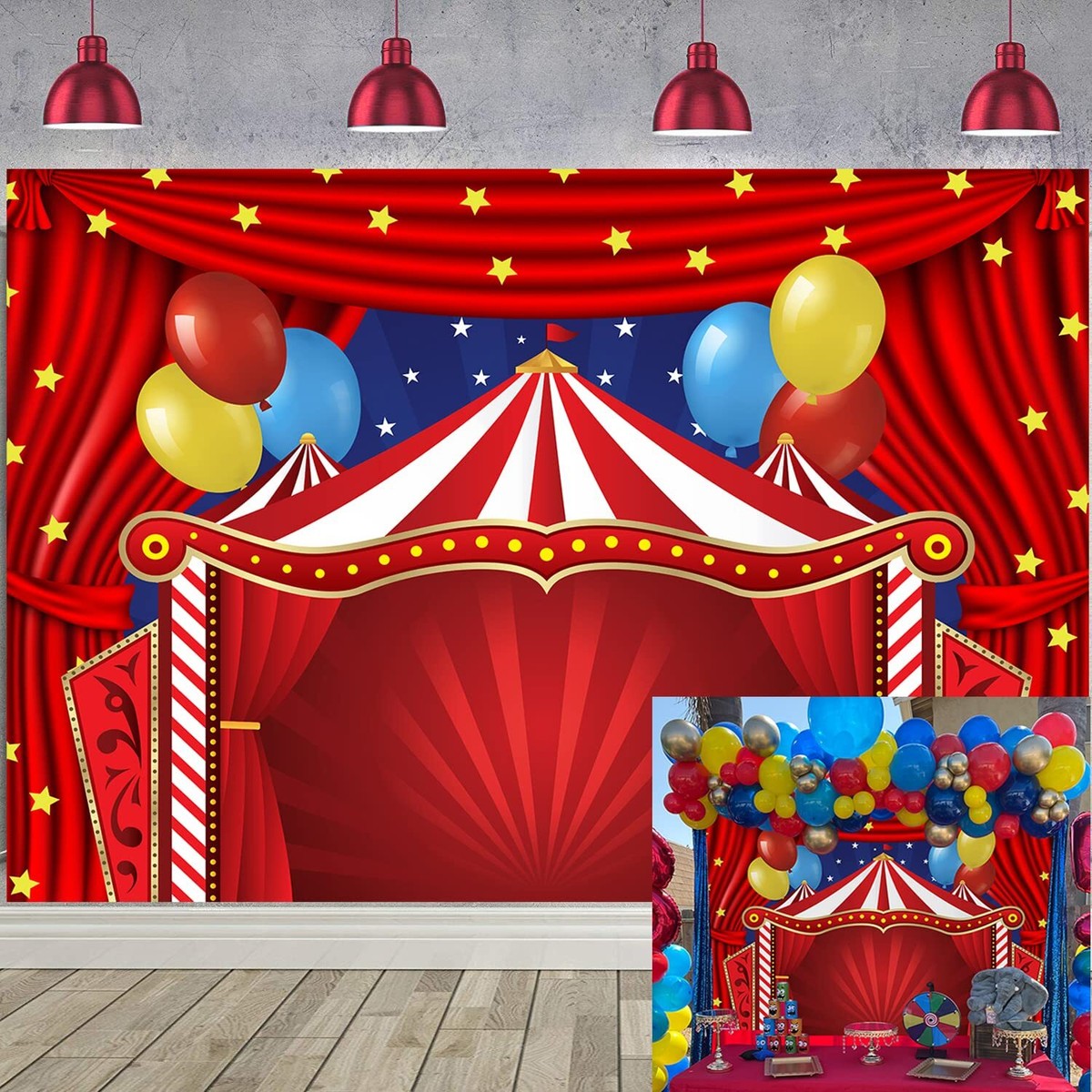 Circus Stage Curtains Circus Carnival Themed Backdrop Red Curtain