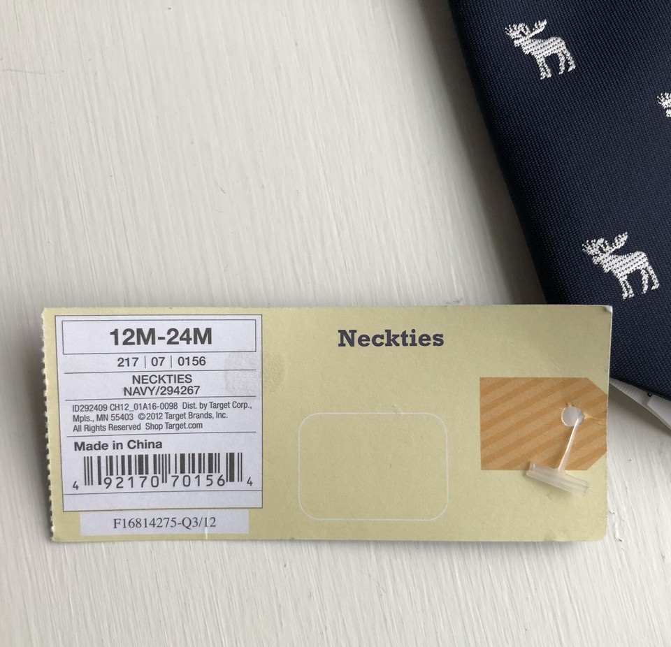 Cherokee MOOSE NECK TIE Toddler Boys 12-24 Months Blue Pre-Tied w/ Clip ...