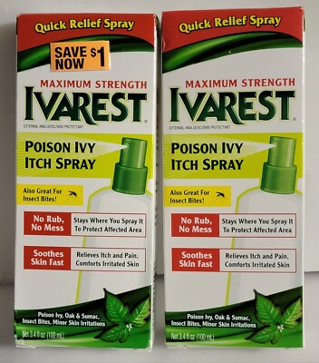 (2 Pack) IVAREST Maximum Strength Poison Ivy Itch Spray Exp. 08/2024 ...