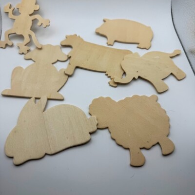 Vtg 11 wooden Farm Animal blanks for crafting and decorating Dog Rabbit ...