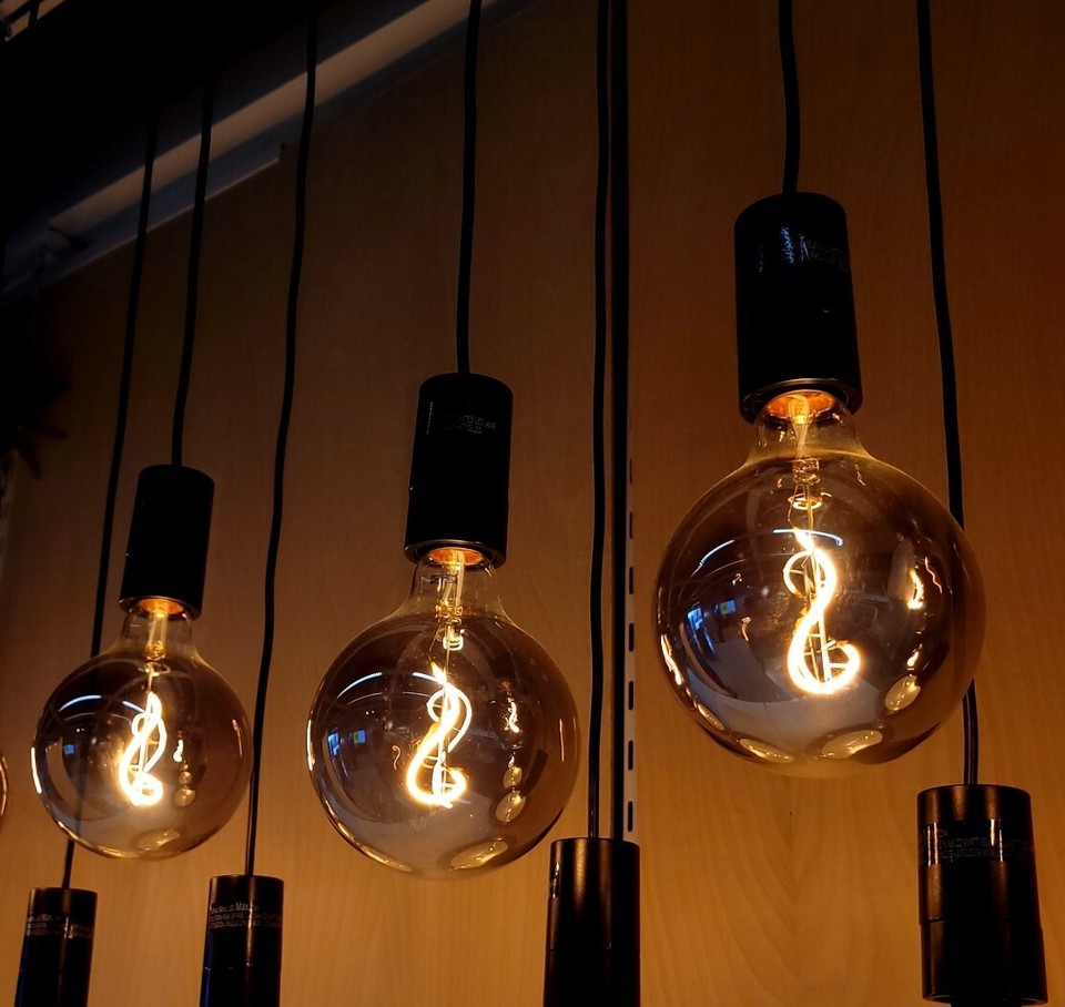 Ikea Molnart LED Bulb E26 140 Lumen Globe Gray Clear Glass 5" Spiral ...