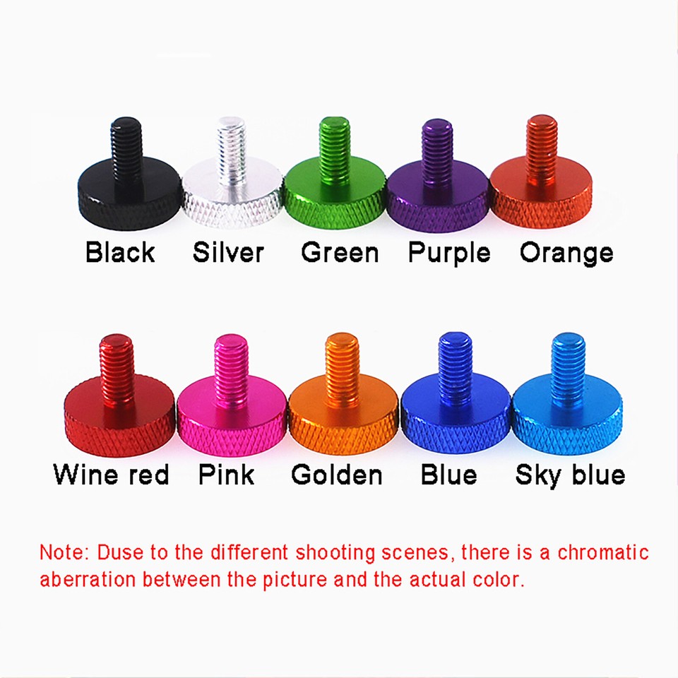 M5×10 Color Aluminium Knurled Thumb Screws Flat Head Hand Grip Knob ...