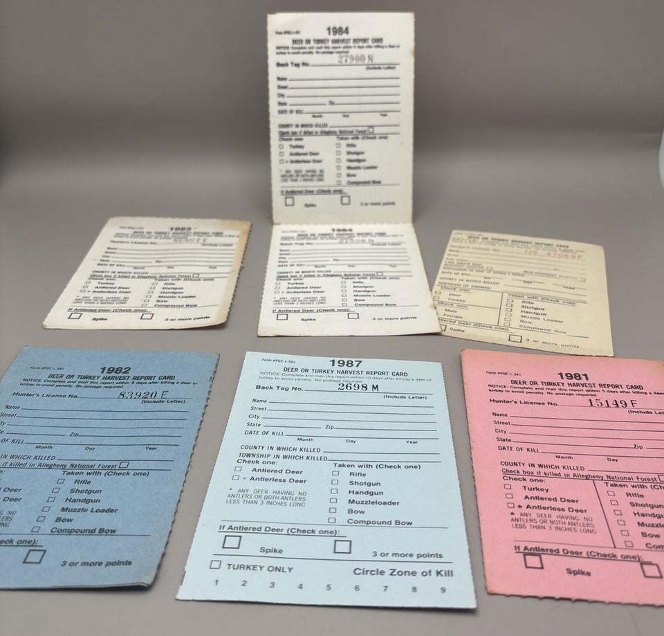Vintage PA Hunting Licenses Deer Archery Rifle Pennsylvania 1960- 2004 ...