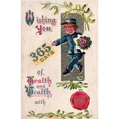 Victorian Boy Bellhop Mail Flowers Silver Gilding Antique Embossed New ...