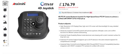 DAHUA HIKVISION 4D PTZ Keyboard Controller Joystick LCD ONVIF IP ...