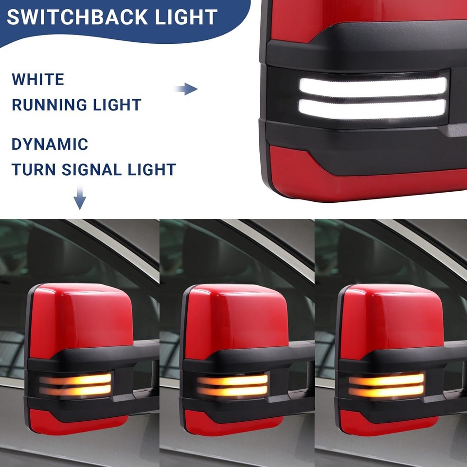 Painted Red Switchback Tow Mirrors For 14-19 Silverado Sierra 1500 ...