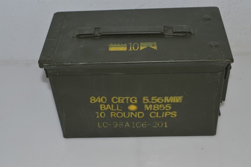 *TC* US MILITARY 840 CARTRIDGE 5.56MM BALL M855 10 RND CLIPS AMMO CASE ...