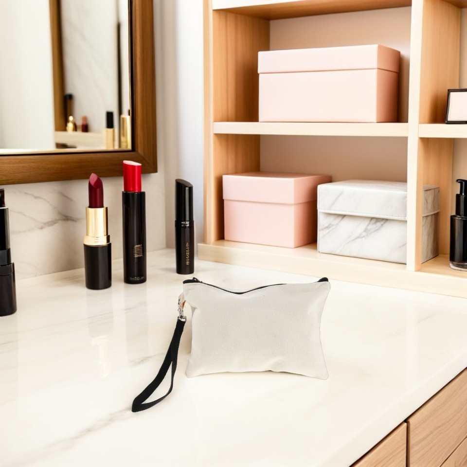 6pcs Fabric Makeup Bags - Cosmetic Zipper Blank Diy Pouch With Handle ...