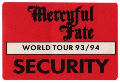 Mercyful Fate World Tour 1993 / 94. Security Red Cloth Backstage Pass ...