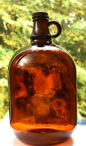 Early Vintage/Antique Brown Amber Glass Jug, Ball Glass Maker One ...