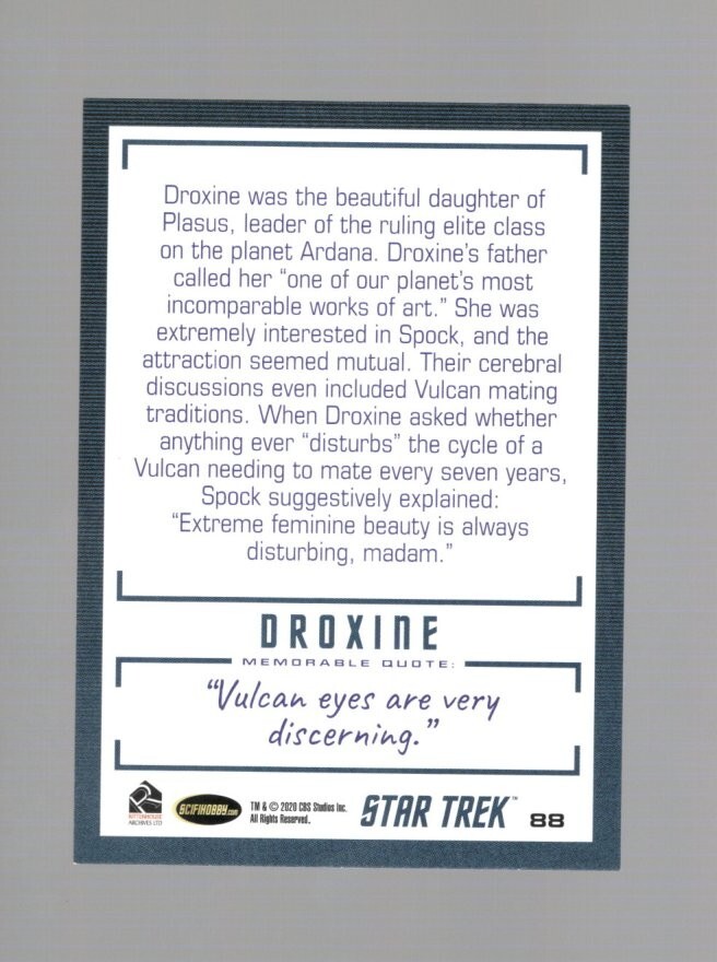 2020 STAR TREK TOS ARCHIVES & INSCRIPTIONS DROXINE #88 VARIATION #7 OF ...