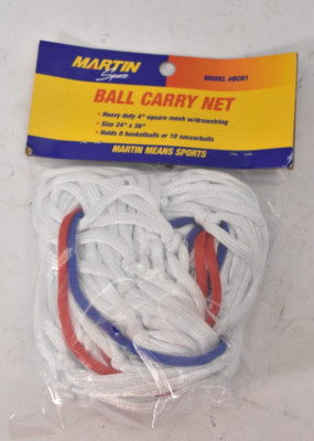 Martin Sports Ball Carry Net w Drawstring Heavy Duty 24" x 36" White ...