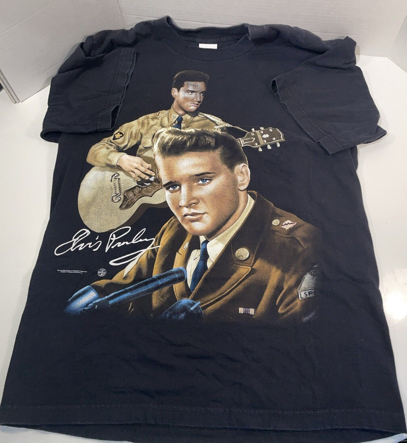 Vintage Elvis Presley Military Uniform T-Shirt Size L… - Gem