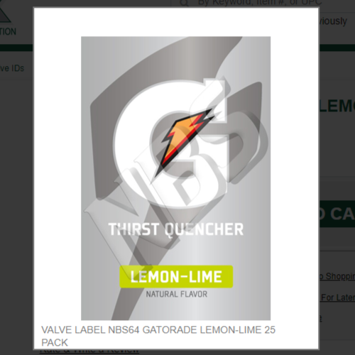 VALVE LABEL NBS64 GATORADE LEMON-LIME 25 PACK # VI05643061 | eBay