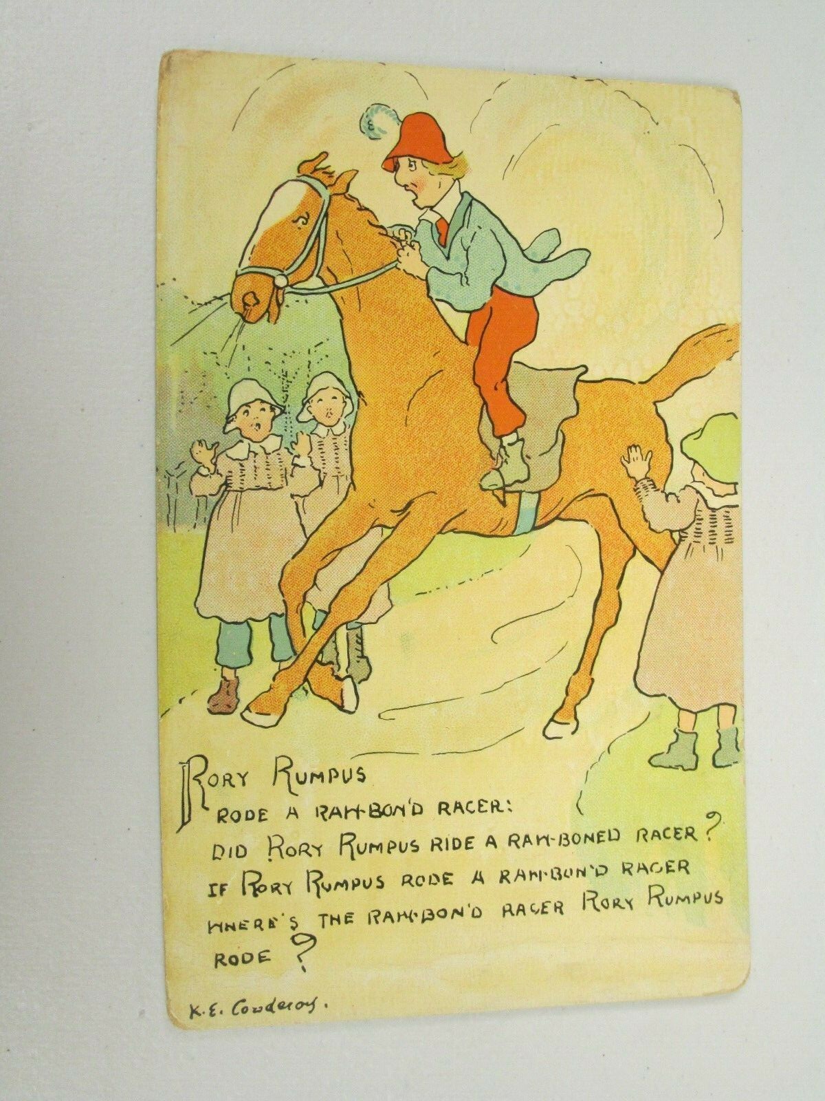 J691 Vintage Postcard cartoon Rory Rumpus Ram Boned Racer | eBay