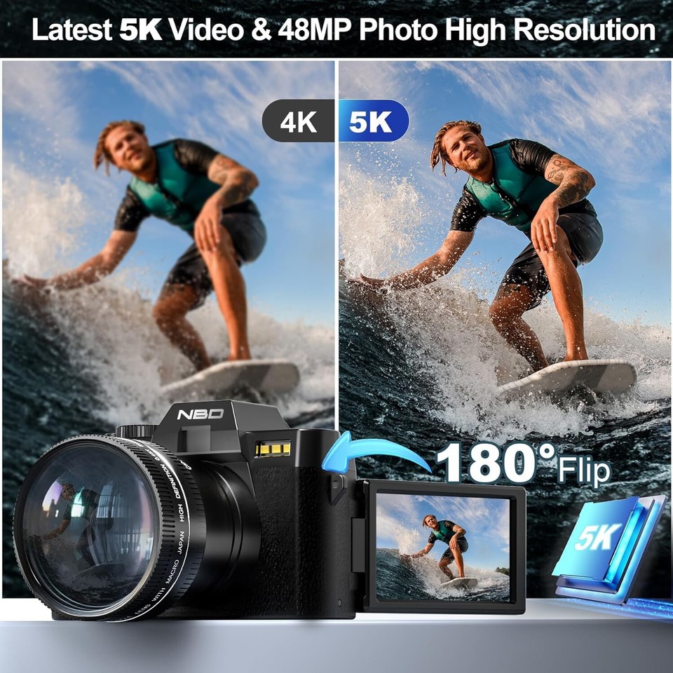 Digital Camera 5K 48MP 16X Autofocus 32GB TF W/ Wide Angle and Macro ...
