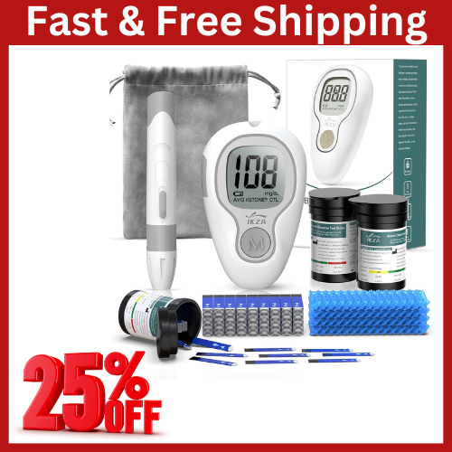 Blood Glucose Monitor Kit, Blood Sugar Test Kit 100 Test Strips and 100 ...