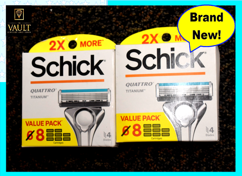 Schick Quattro Titanium 4 Blade (2) 6 Cartridges packs with Lubrication ...
