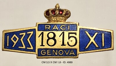 GENOVA REALE AUTOMOBILE CLUB D’ITALIA 1933 A.XI° DISTINTIVO AUTO | eBay