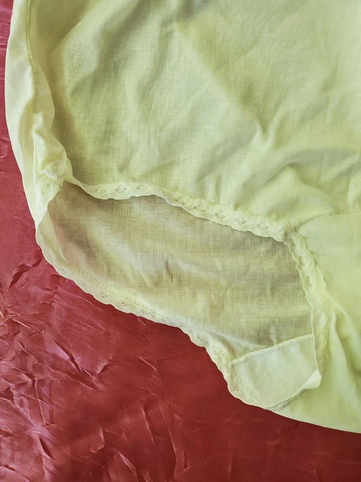Vtg Sheer Hi Panties Shiny Silky Nylon Gusset Lace Sz 6 Sissy Sexy