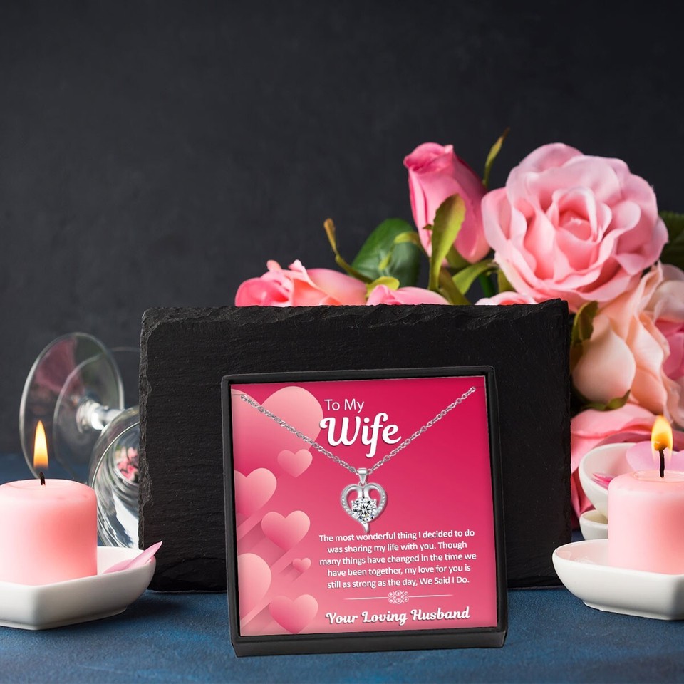 To My Wife Gift Silver Necklace & Personalised Message Gift Box Wife | eBay