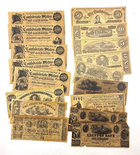Confederate States Notes Currency REPRODUCTION Large Lot $500 $100 | eBay