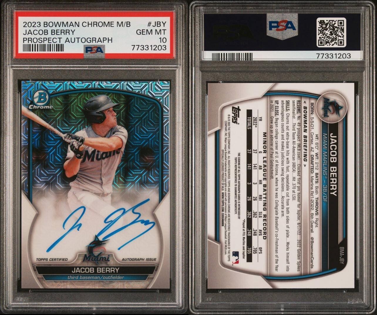 2023 Bowman - Chrome Prospect Mega Box Autographs Jacob Berry #BMA-JBY ...