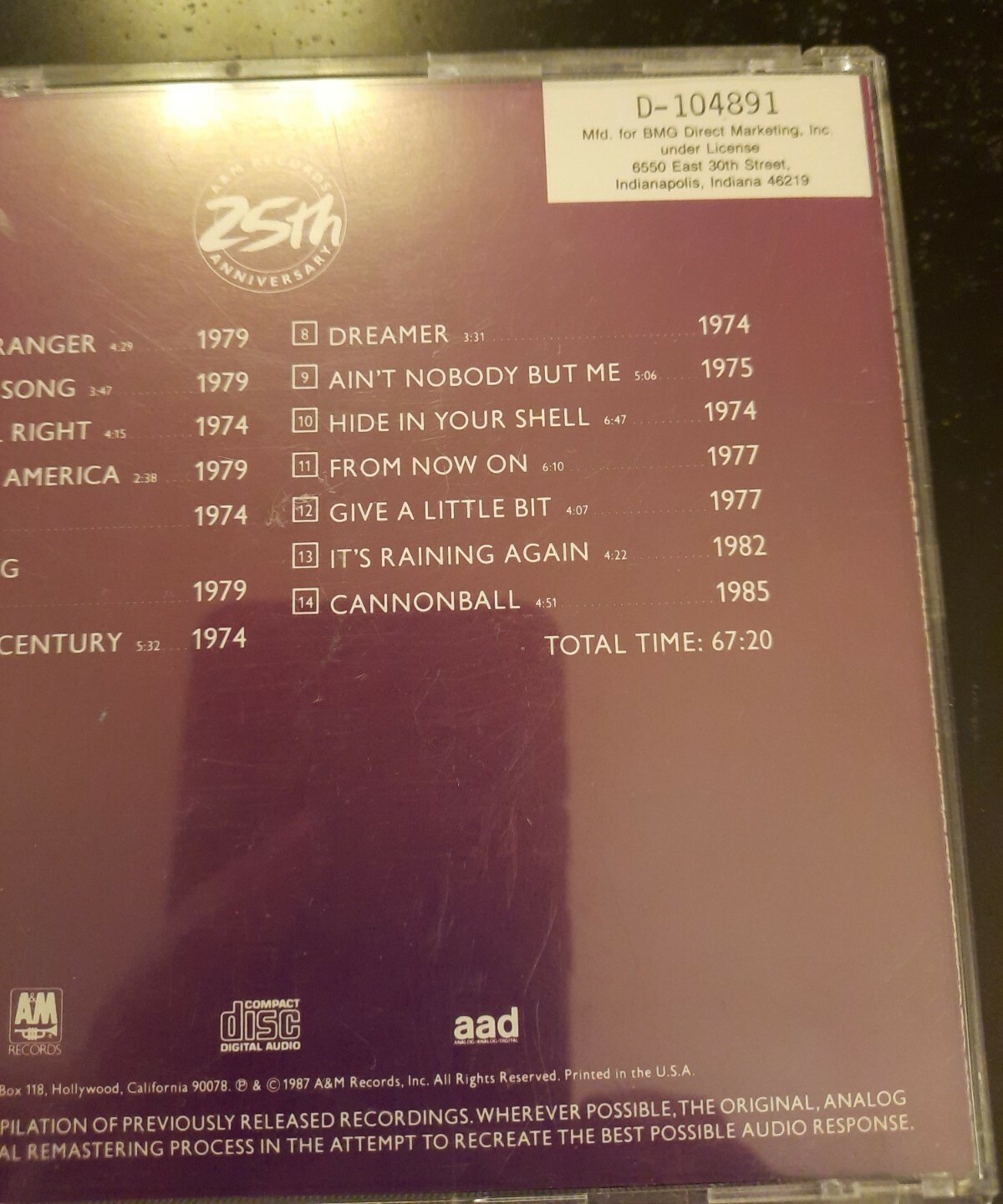 Supertramp Classics Volume 9 CD A&M BMG Direct Compilation | eBay