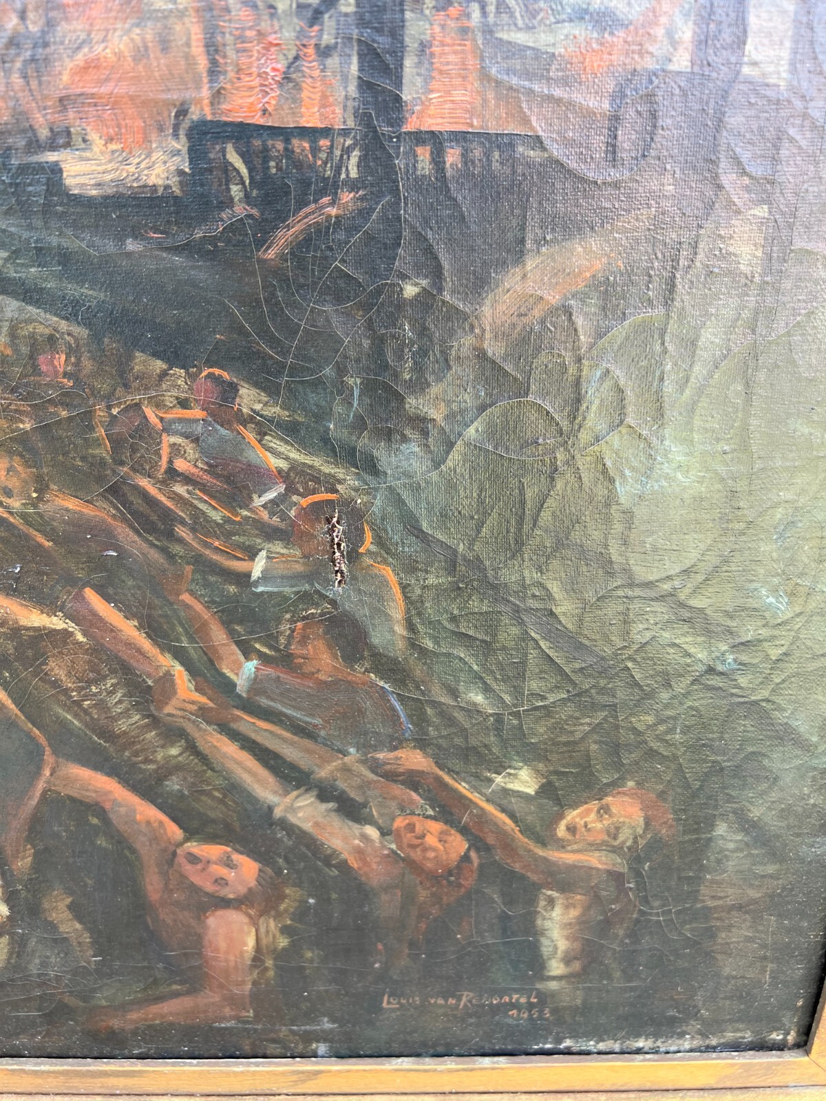 Oil on canvas religious scene signed Louis van Remortel 1958 1929-1913 ...
