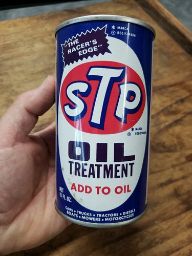 VINTAGE SEALED NOS NICE METAL STP OIL TREATMENT CAN THE RACER'S EDGE 15 ...