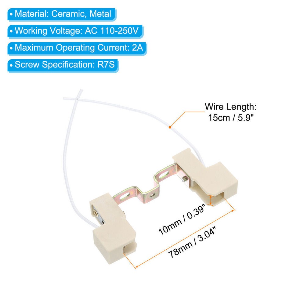 78mm R7S Socket, 1 Pack Ceramic Lamp Holder Halogen Socket | eBay