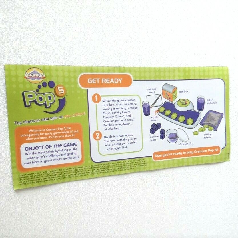 2006 Cranium Pop 5 Board Game Instruction Booklet Manual | eBay