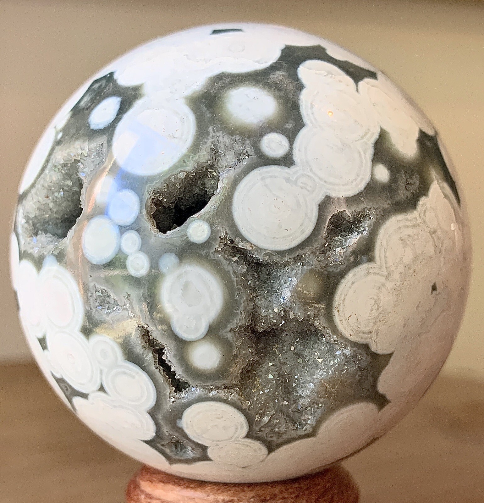 65mm Large Natural Fish Eye Ocean Jasper Sphere Ball | eBay