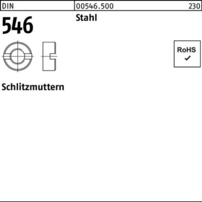 50er PACK(Stk) 000546000009120000 Schlitzmutter DIN 546 M 12 Stahl ...