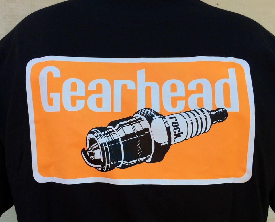 Gearhead Brand Spark Plug Mens T Shirt Two Sided Hot Rods Kustoms Cars ...
