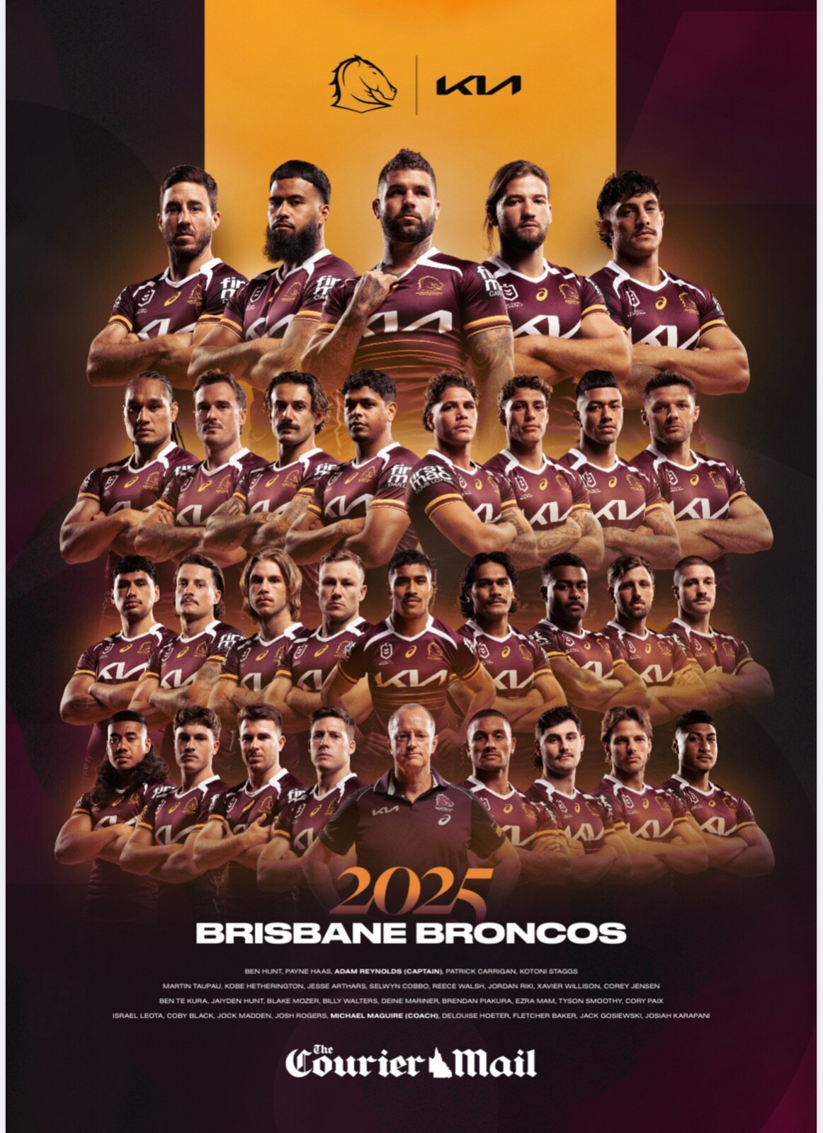 2025 BRISBANE BRONCOS CHAMPION TEAM PLAYER POSTER,NRL RUGBY FREE POST ...