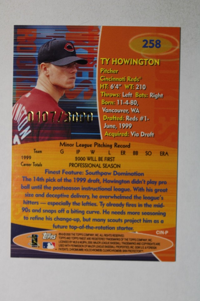 2000 Topps Finest #258 Ty Howington /3000 | eBay