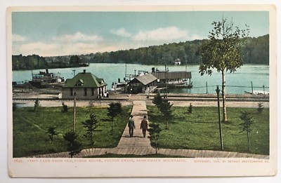 NY Postcard Adirondacks First Lake from Old Forge House Fulton Chain ...
