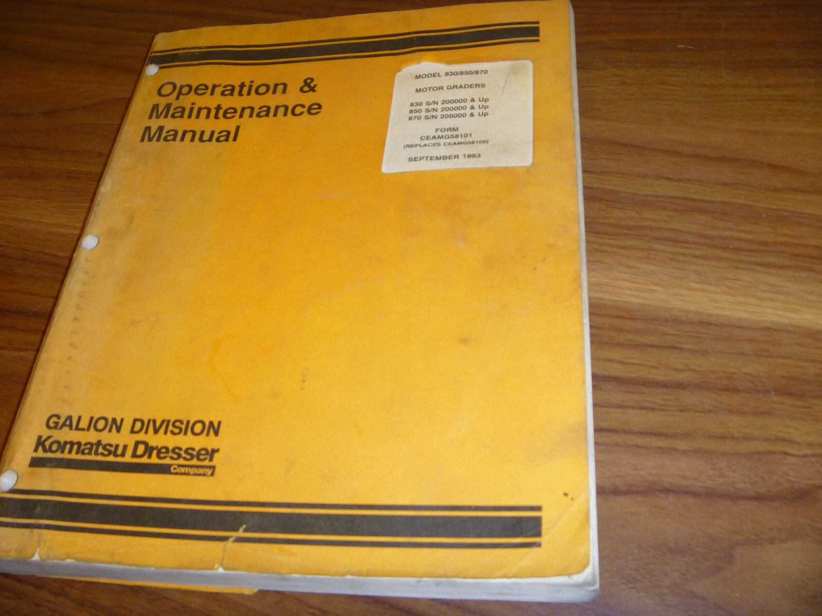 Galion Komatsu Dresser 830 850 870 Motor Grader Owner Maintenance ...
