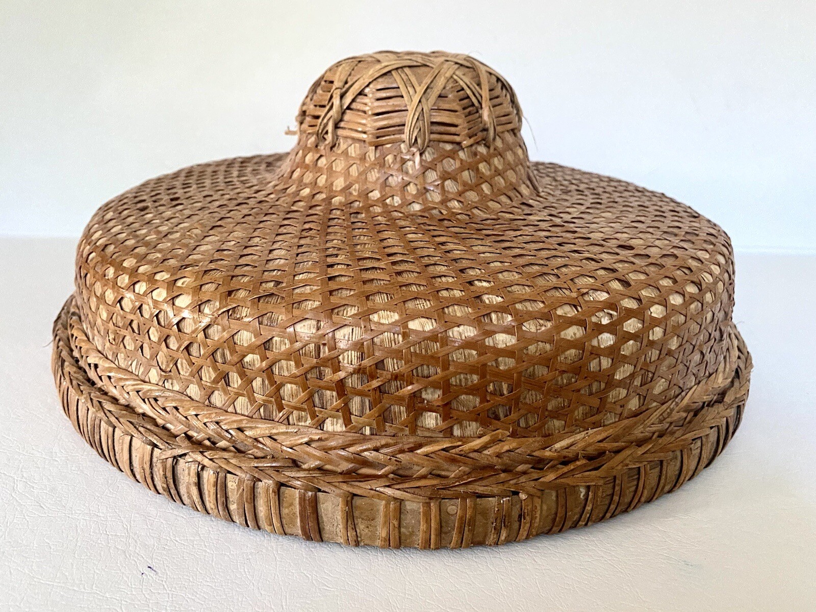 Vintage Large Handmade Asian Bamboo Hat Sun Rice Oriental Farmer | eBay