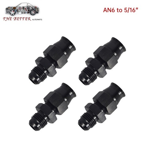 4PCS 6AN Male to 5/16" Hardline Compression Fitting Adapter Aluminum ...