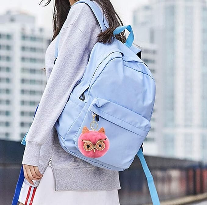 NEW Puffball Owl Faux Fur Pom Pom Keychain Backpack Purse Bag Charm ...