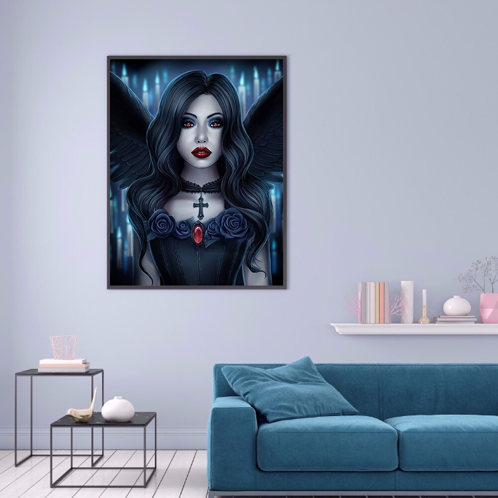 5D DIY Full Round Drill Diamond Rhinestone Gothic Freak Woman Home ...