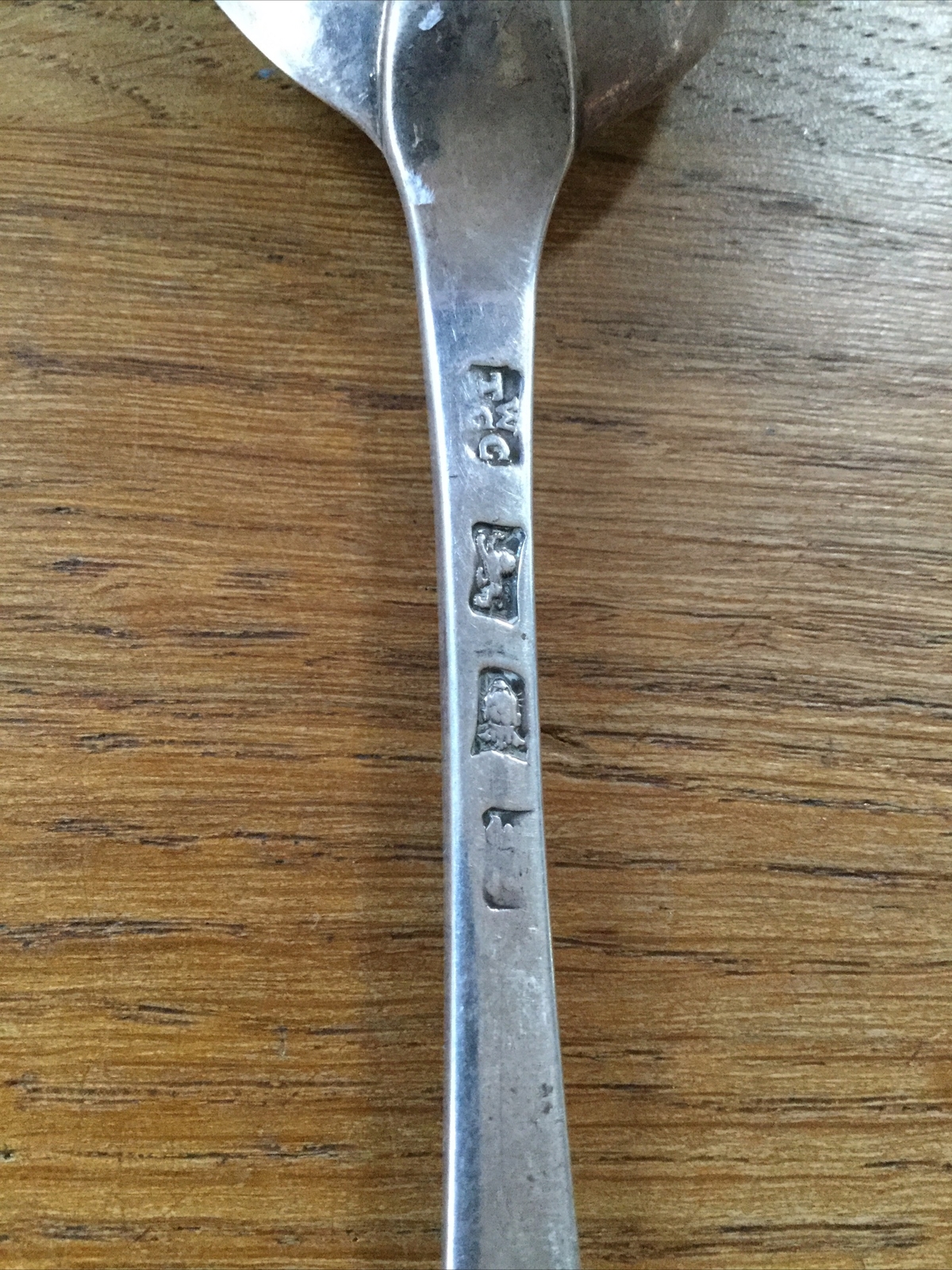 ANTIQUE SILVER HANOVERIAN FEATHER EDGE TABLE SPOON SERVERING SPOON ...