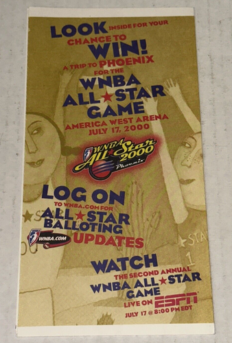 2000 WNBA ALL STAR GAME BALLOT PHOENIX MERCURY SECOND ANNUAL GAME ...